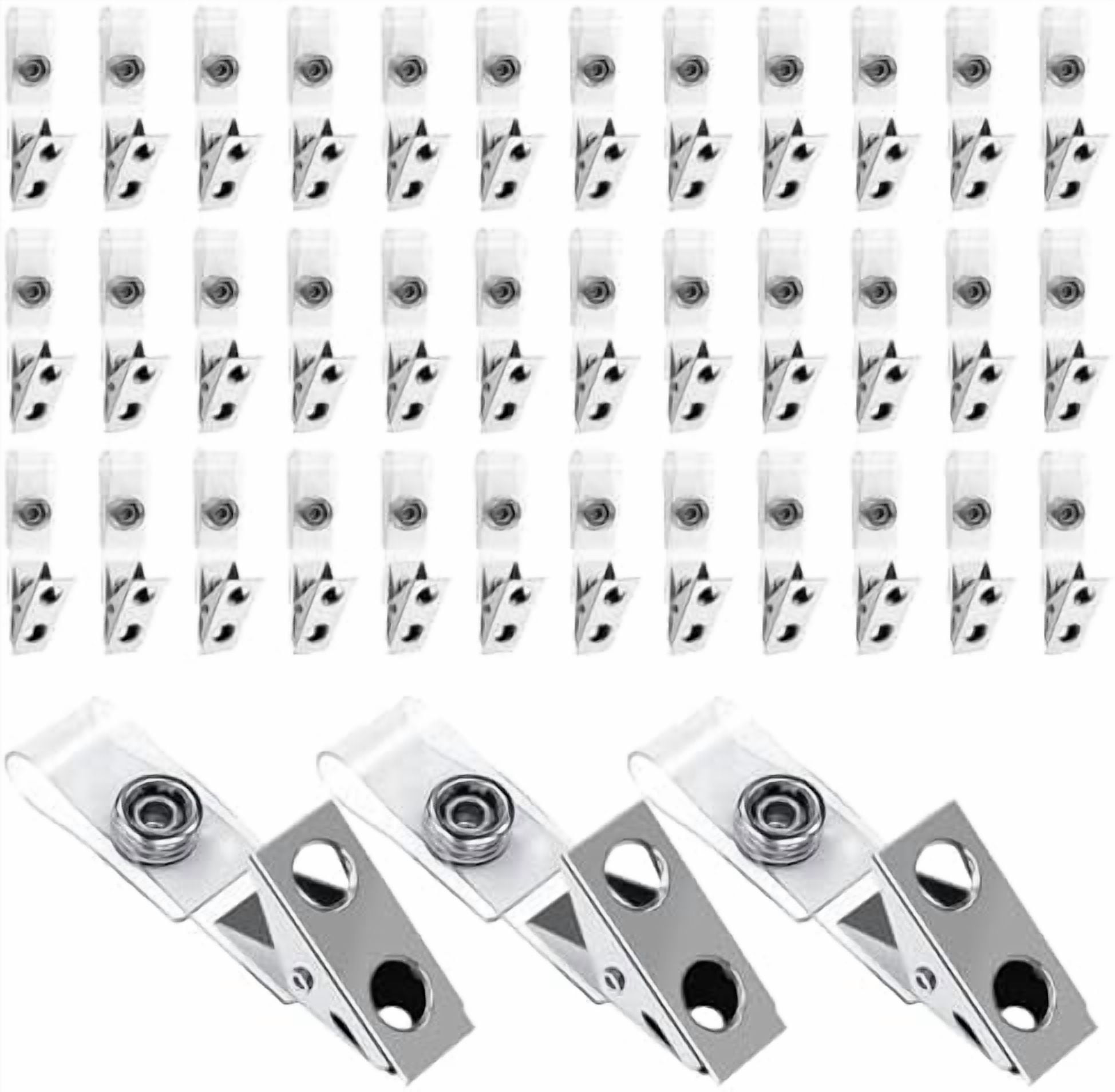 400 Pack Metal Badge Clips Double Hole ID Badge Clips with Clear PVC ...