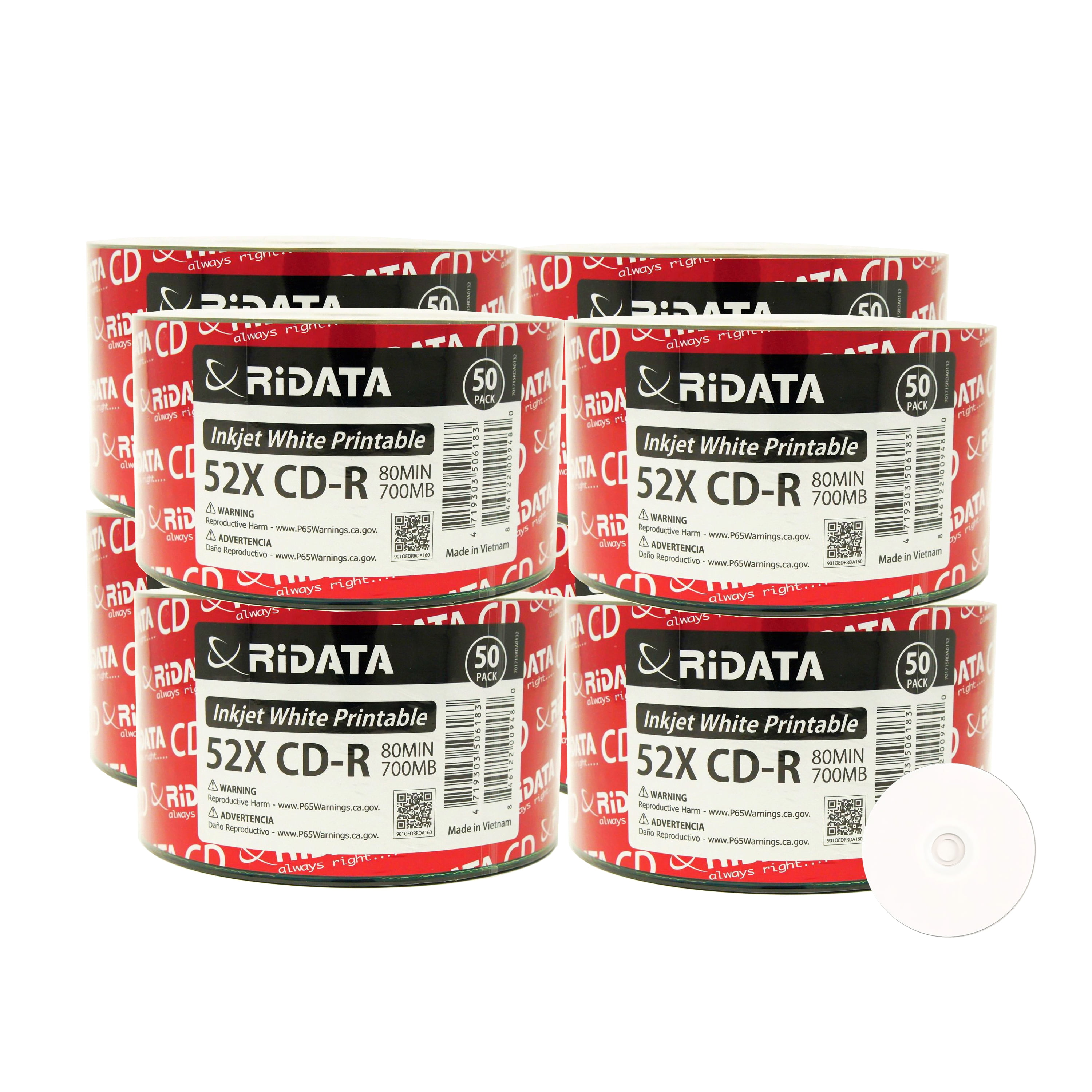 400 Pack Ridata CD-R 52X 700MB 80Min White Inkjet Hub Printable Blank ...