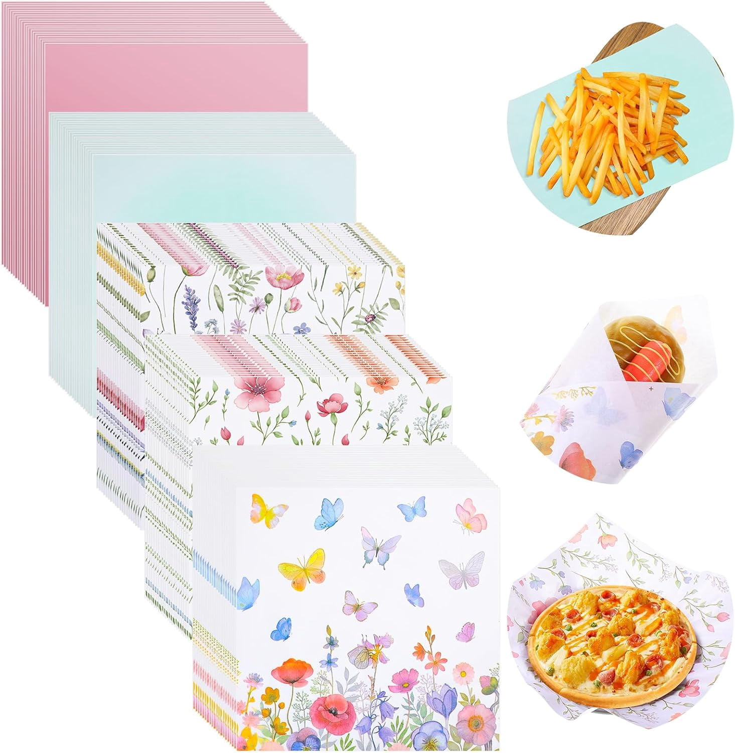 400 Pack Wax Paper Sheets for Food Wildflower Dry Waxed Deli Paper ...