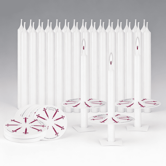 400 Pack White Taper Candles with Drip Guards & Paper Holders - 5 Inch ...