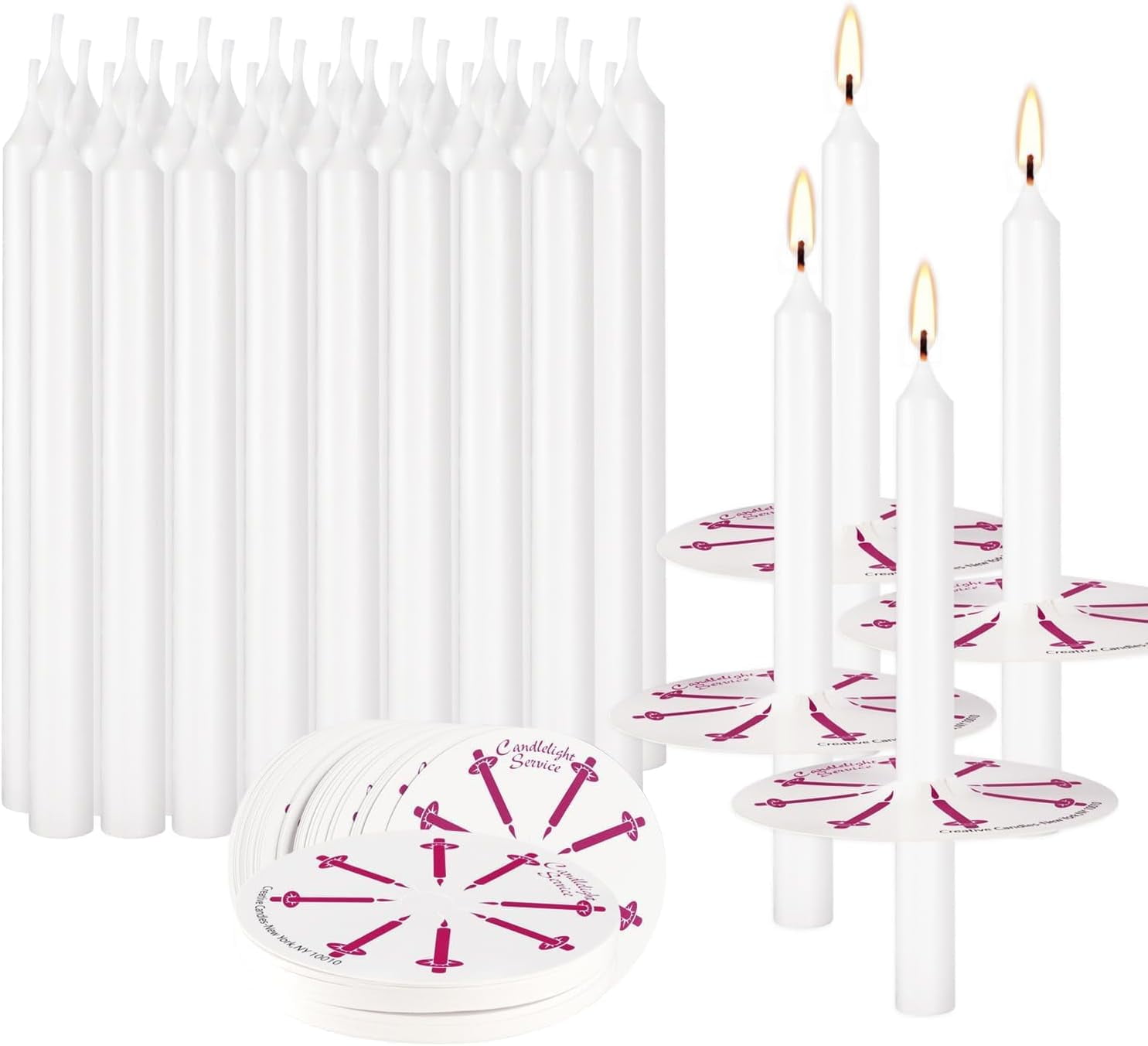 400 Pack White Taper Candles with Drip Guards & Paper Holders - 5 Inch ...