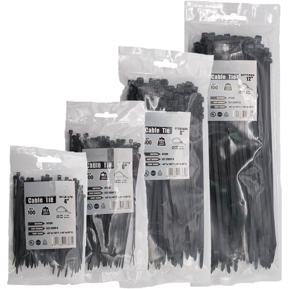 400 Packs Black Zip Ties Assorted Sizes 4+6+8+12 Inch Wire Ties, Ties ...