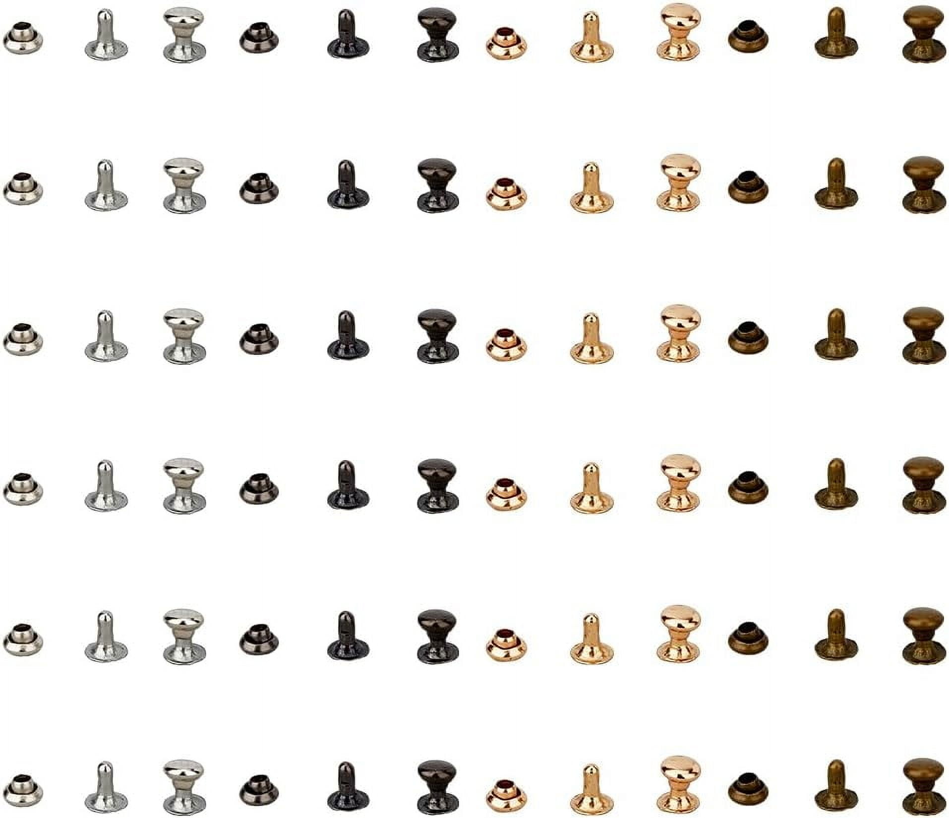 400 Pairs 4 Colors 3mm Leather Rivets Double Cap Rivets Tubular Metal ...