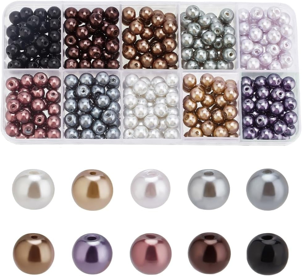 400 Pcs 6mm Glass Pearl Beads 10 Colors Tiny Satin Luster Pearl Craft ...