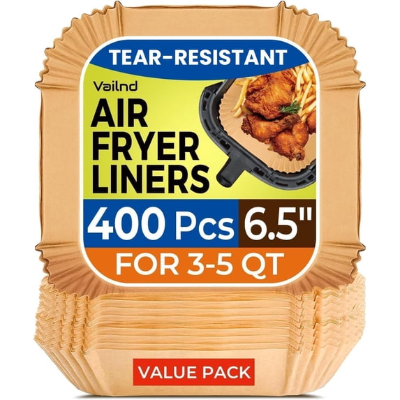 400 Pcs Air Fryer Paper Liners, 6.5" Square Air Fryer Liners Disposable ...