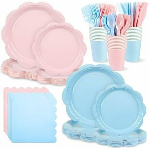 400 Pcs Baby Gender Reveal Plates and Napkins Set Party Supplies ...