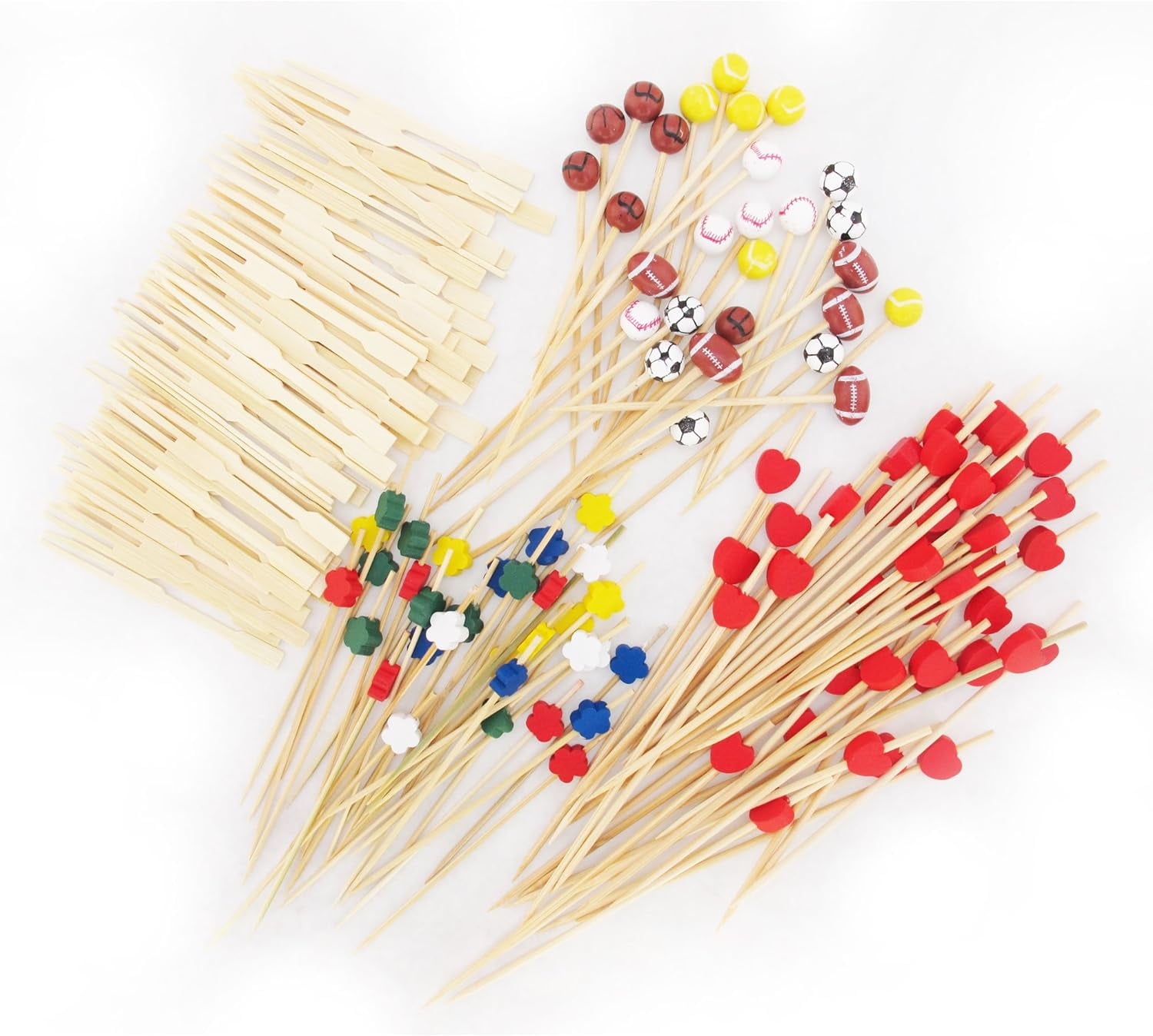 400 Skewer/Decorative Cocktail Picks Assortment 02, Sportsball, Heart ...