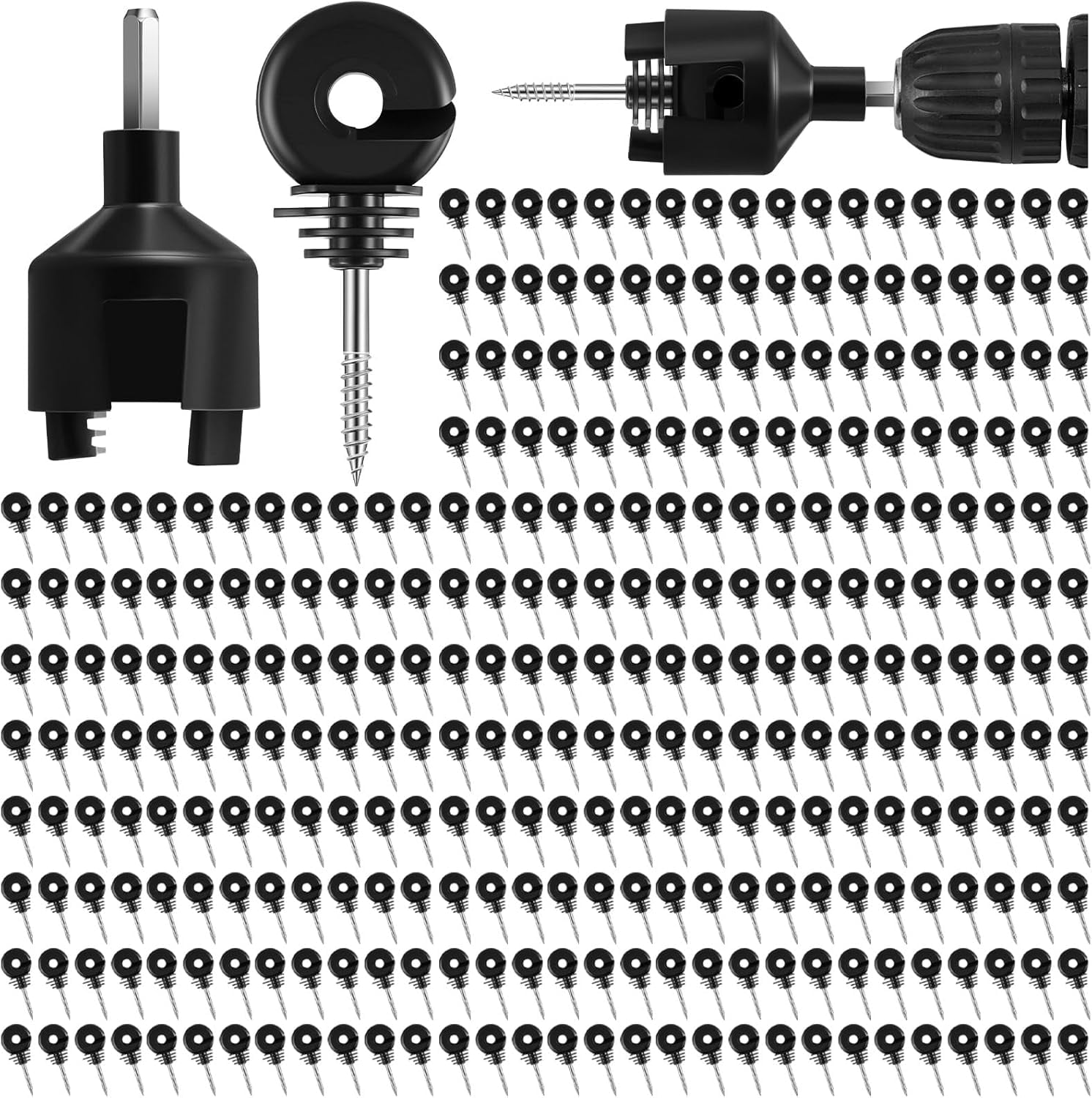 400 Pcs Black Electric Fence Insulator with 1 Pcs Insulator Socket Tool ...