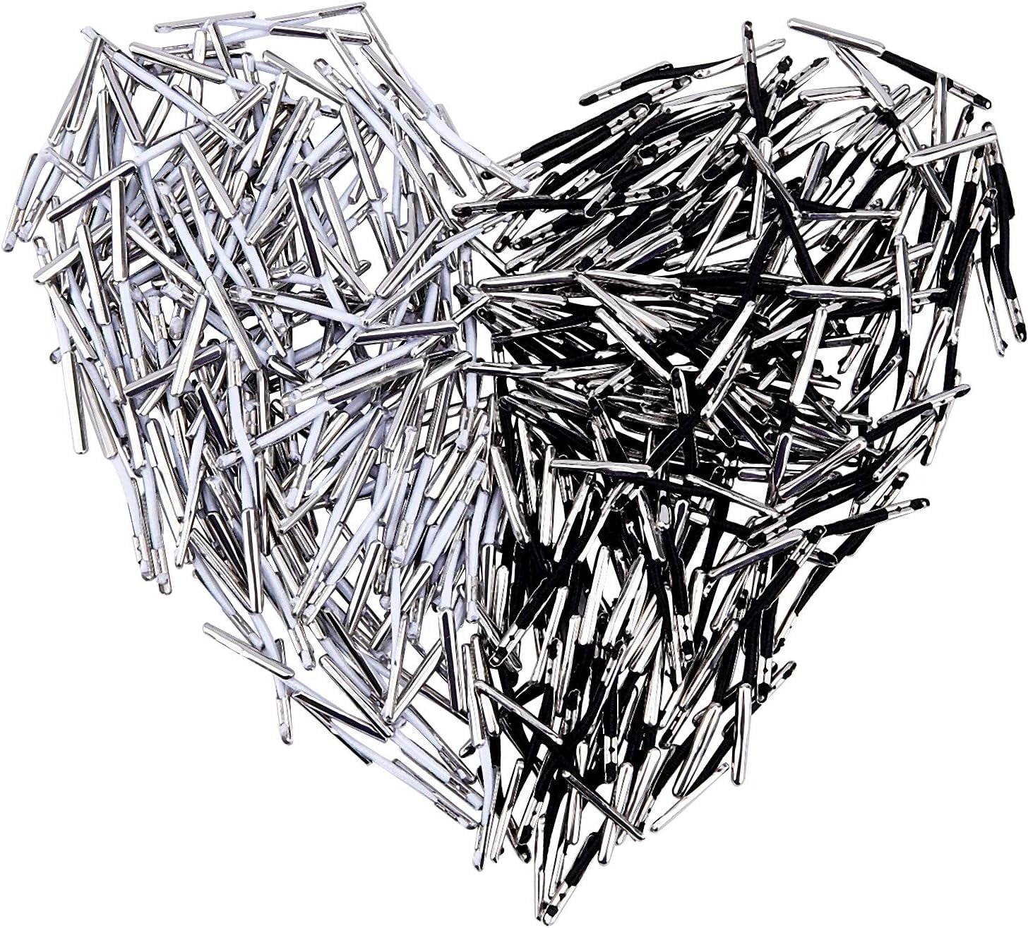 400 Pcs Black & White Double Head Elastic Barbed Cord with Stainless ...