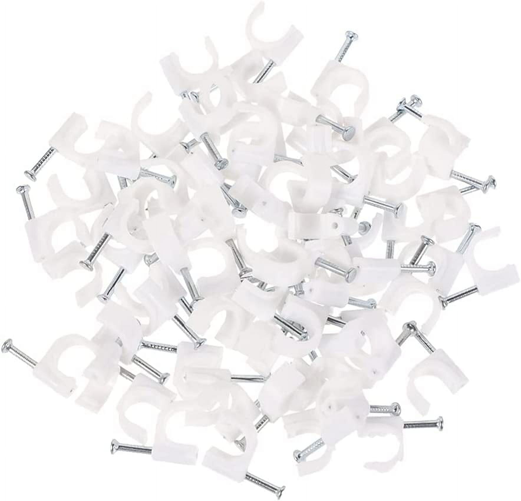 400 Pcs Cable Clips White Wire Clips with Steel Nails Ethernet Cable ...