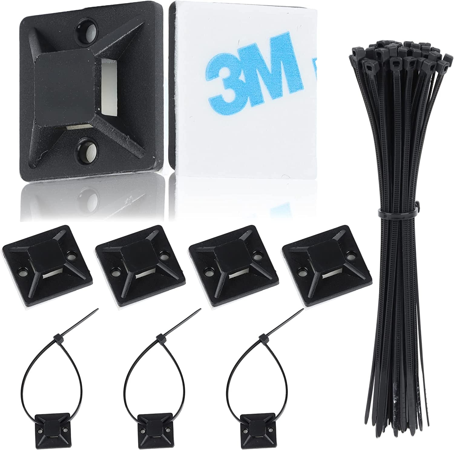 400 Pcs Cable Zip Tie Mounts with 6" Zip Ties, Outdoor Sticky Cable ...