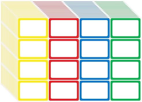 400 Pcs Colorful Name Tag Stickers, Name Tags Labels - 4 Colors 3"x2 ...