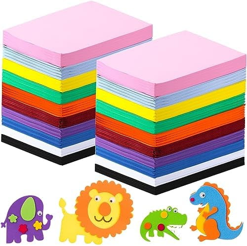400 Pcs Foam Sheets Crafts 8.5 x 5.5 Inch EVA Foam Paper Assorted ...