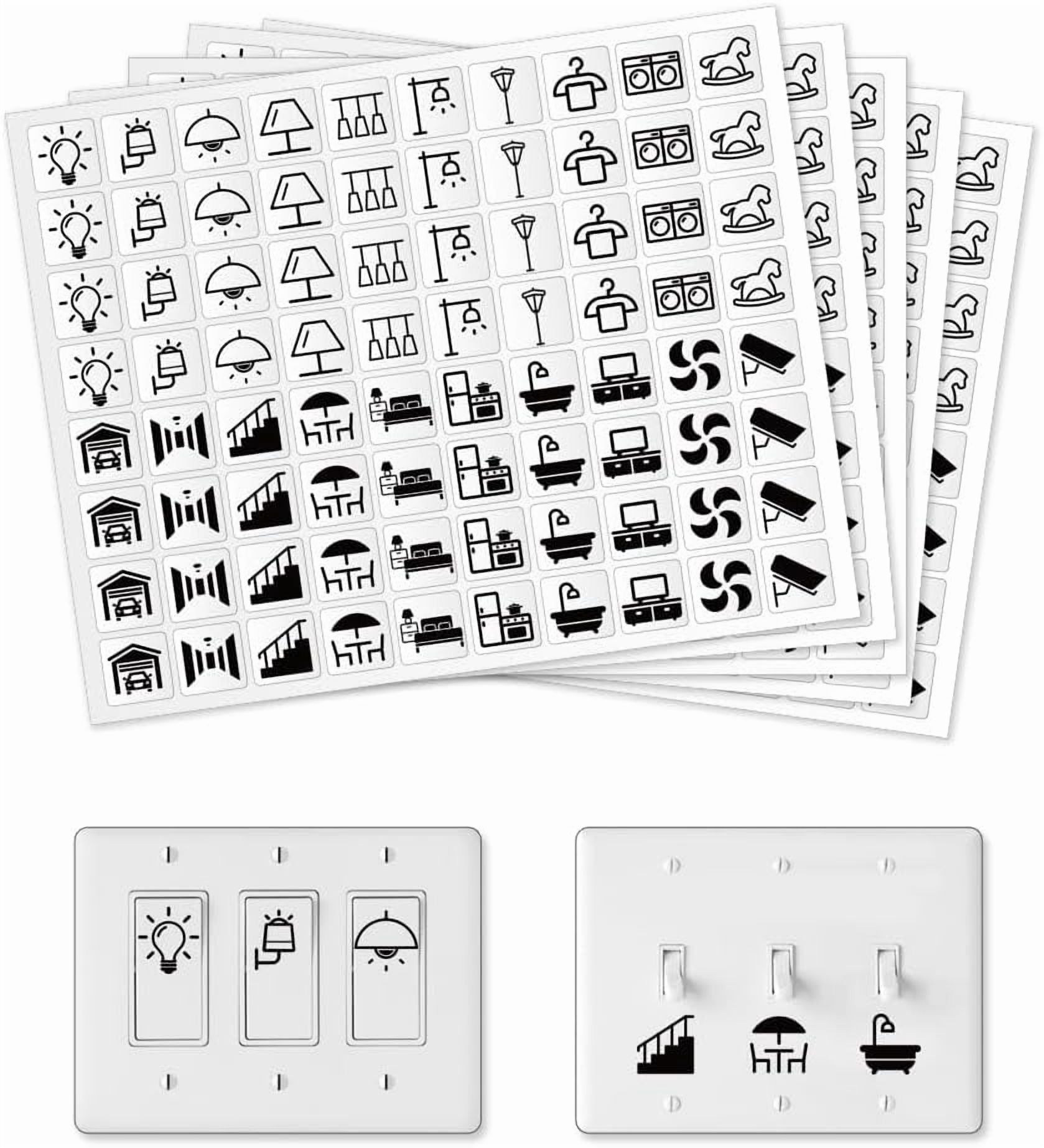 400 Pcs Light Switch Sticker Labels 20 Designs Transparent Switch ID ...