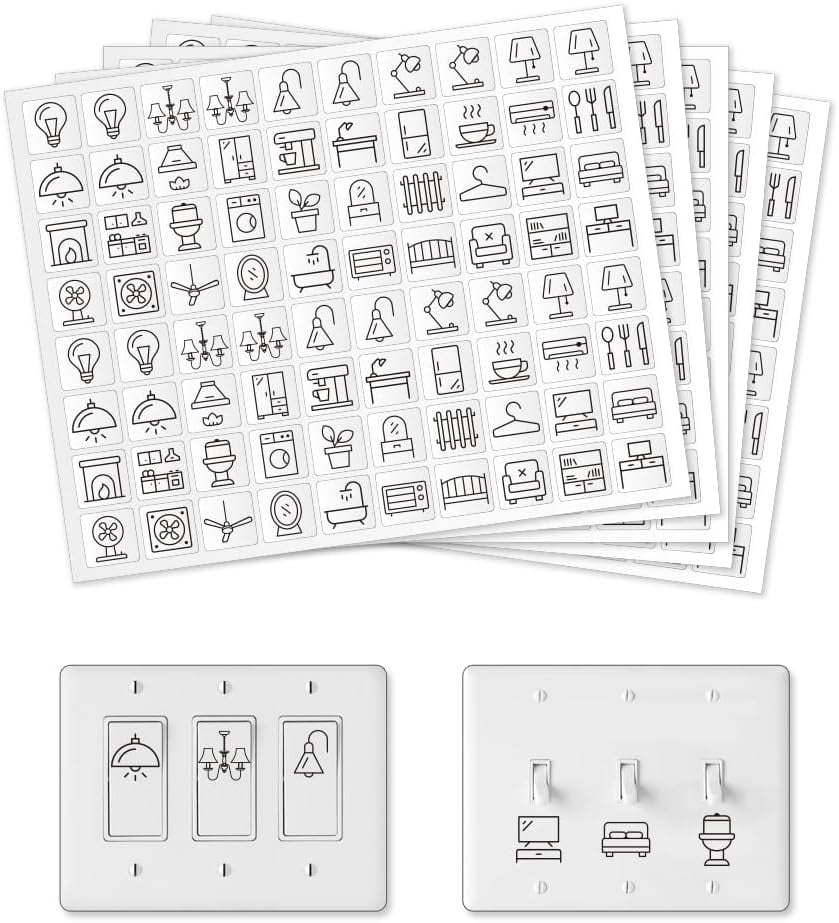 400 Pcs Light Switch Sticker Labels 34 Designs Transparent Switch ID ...