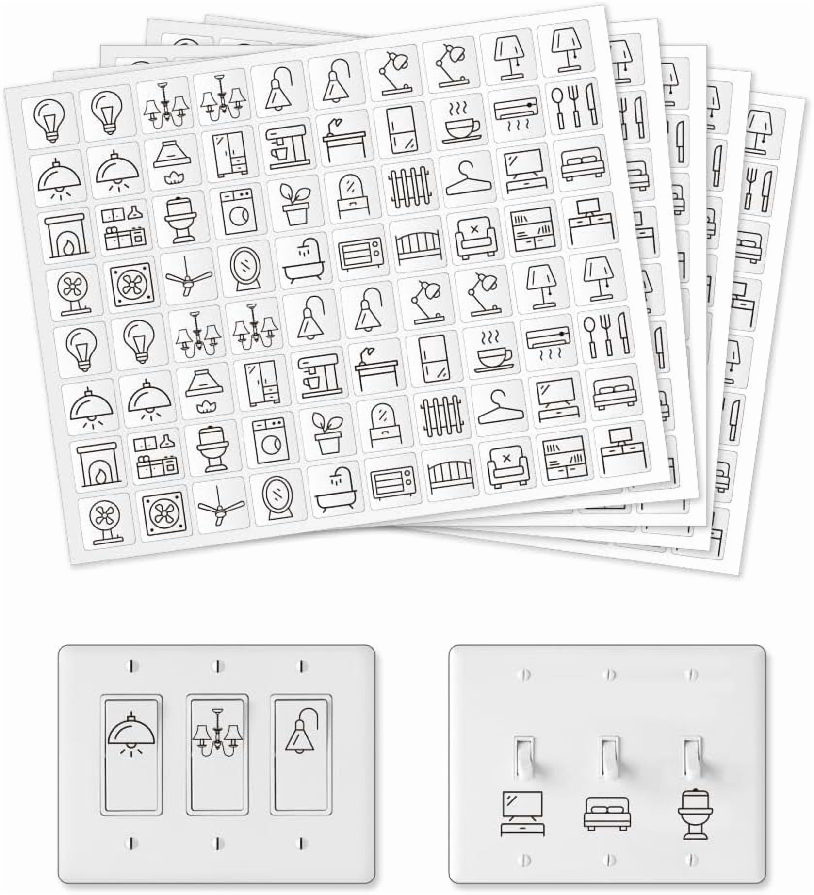 400 Pcs Light Switch Sticker Labels 34 Designs Transparent Switch ID ...
