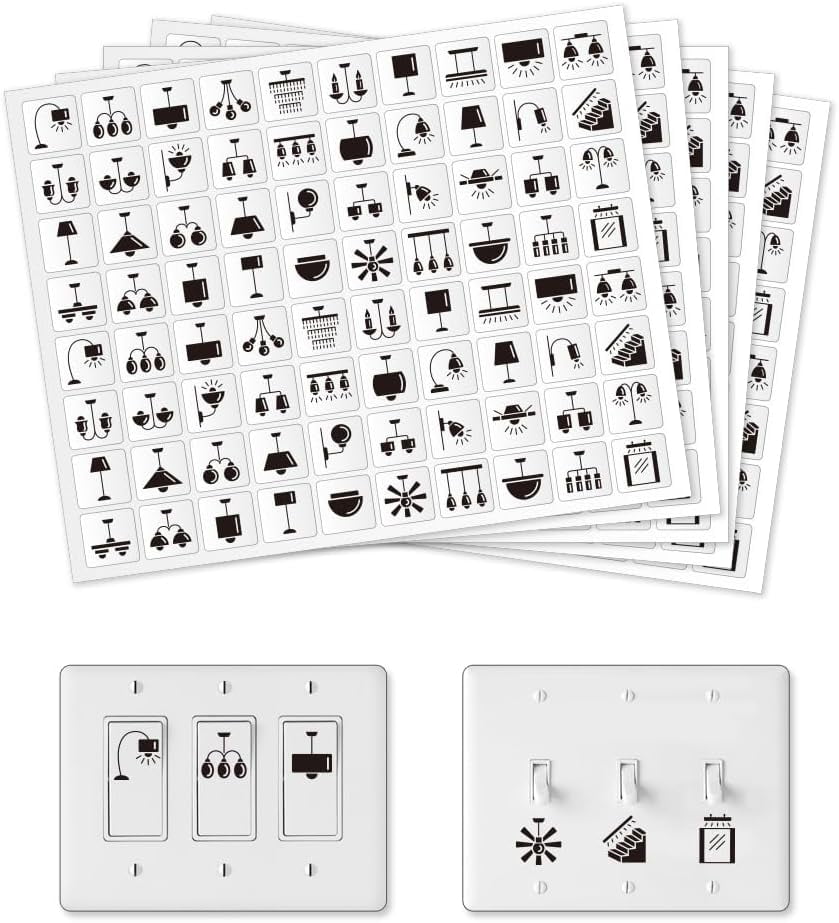 400 Pcs Light Switch Sticker Labels 40 Designs Transparent Switch ID ...