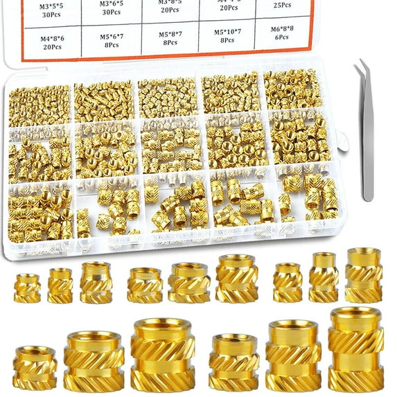 400 Pcs Premium Brass Threaded Inserts Kit, M2 M2.5 M3 M4 M5 M6 Female ...