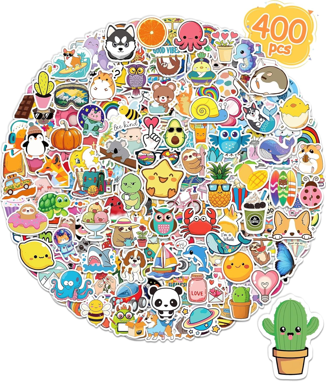 400 Pcs Stickers for Kids, Cute Water Bottle Vinyl Waterproof Laptop ...