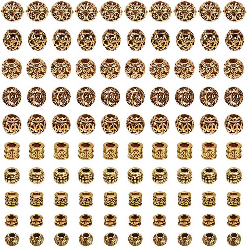 400 Pcs Style Alloy Spacer Beads 8 Styles Mixed Metal Bead Round/Bicone ...