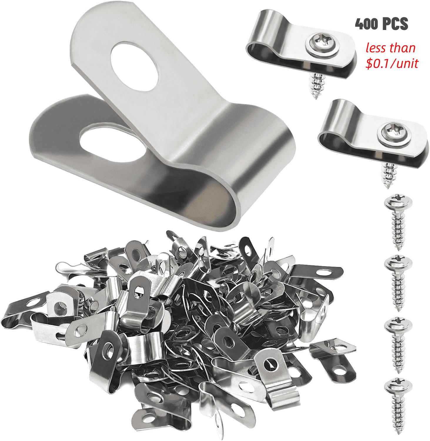 400 Pcs T304 Stainless Steel Wire Clips Cord Clamp Agricultural Fencing ...