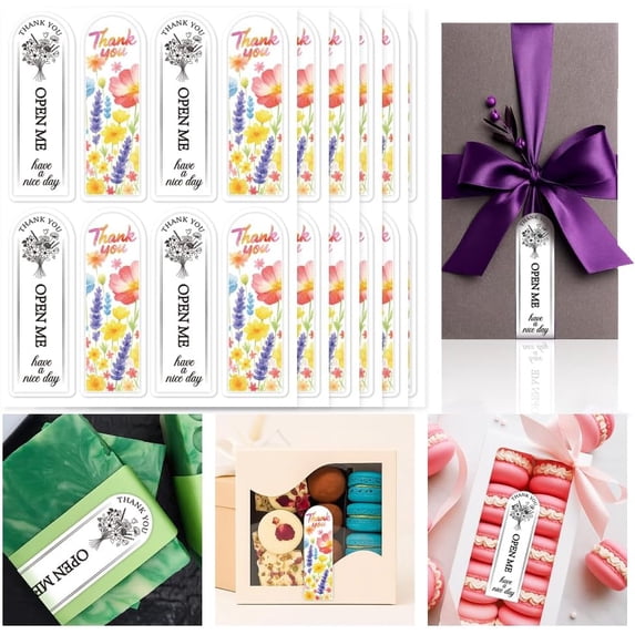 400 Pcs Thank You Stickers Open Me Packaging Lollipop Sealing Labels ...