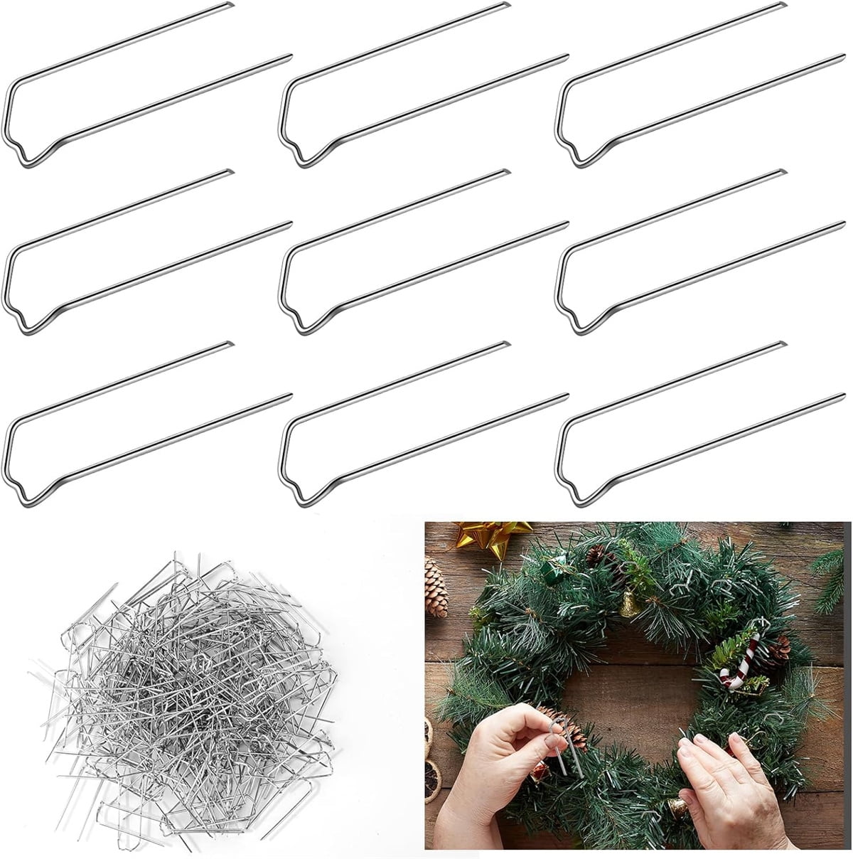 400 Pcs U Shaped Floral Pins for Garden - 1.7" Greening Needles for ...
