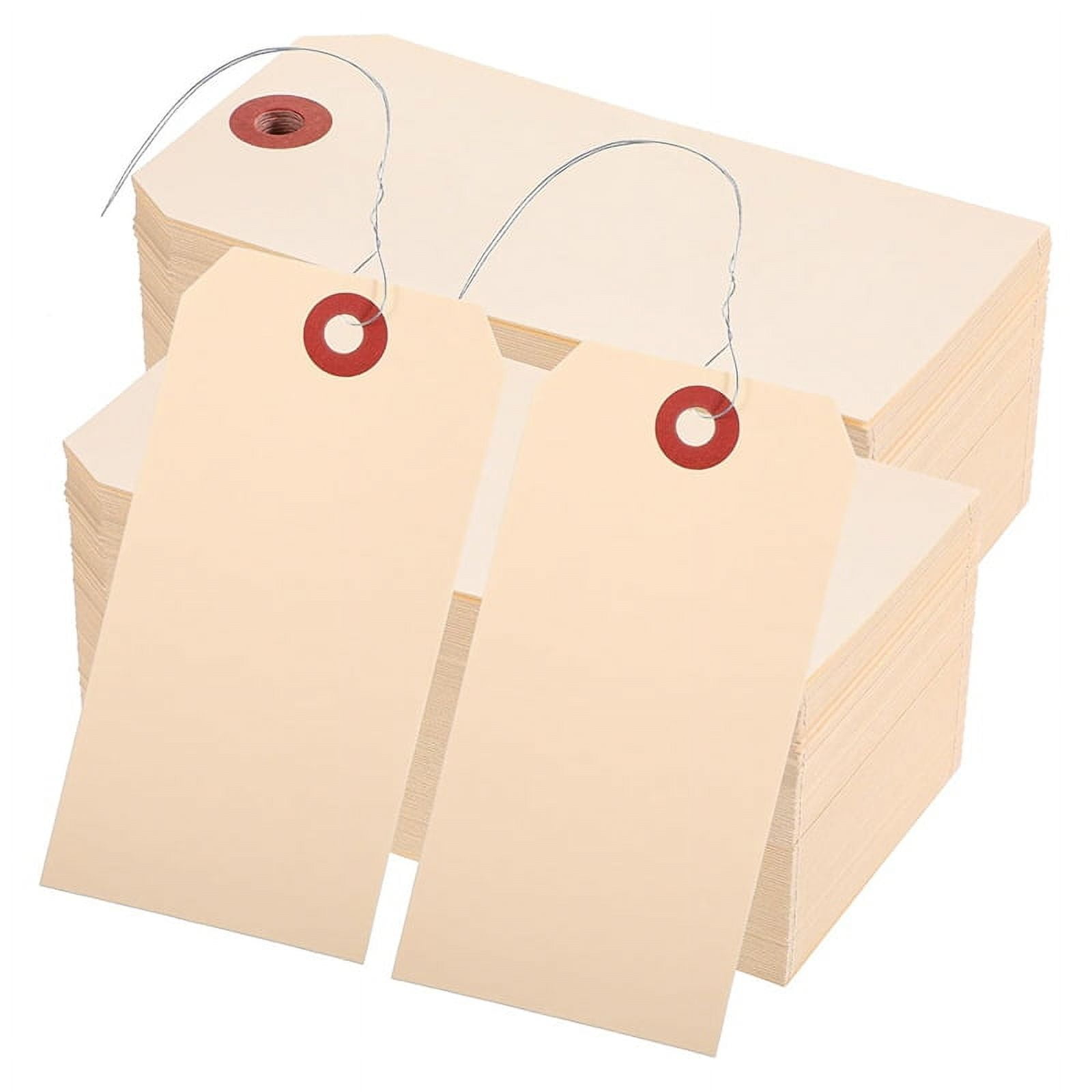 400 Pcs Wire Tags Blank Shipping with Manila Label Hanging Reinforced ...