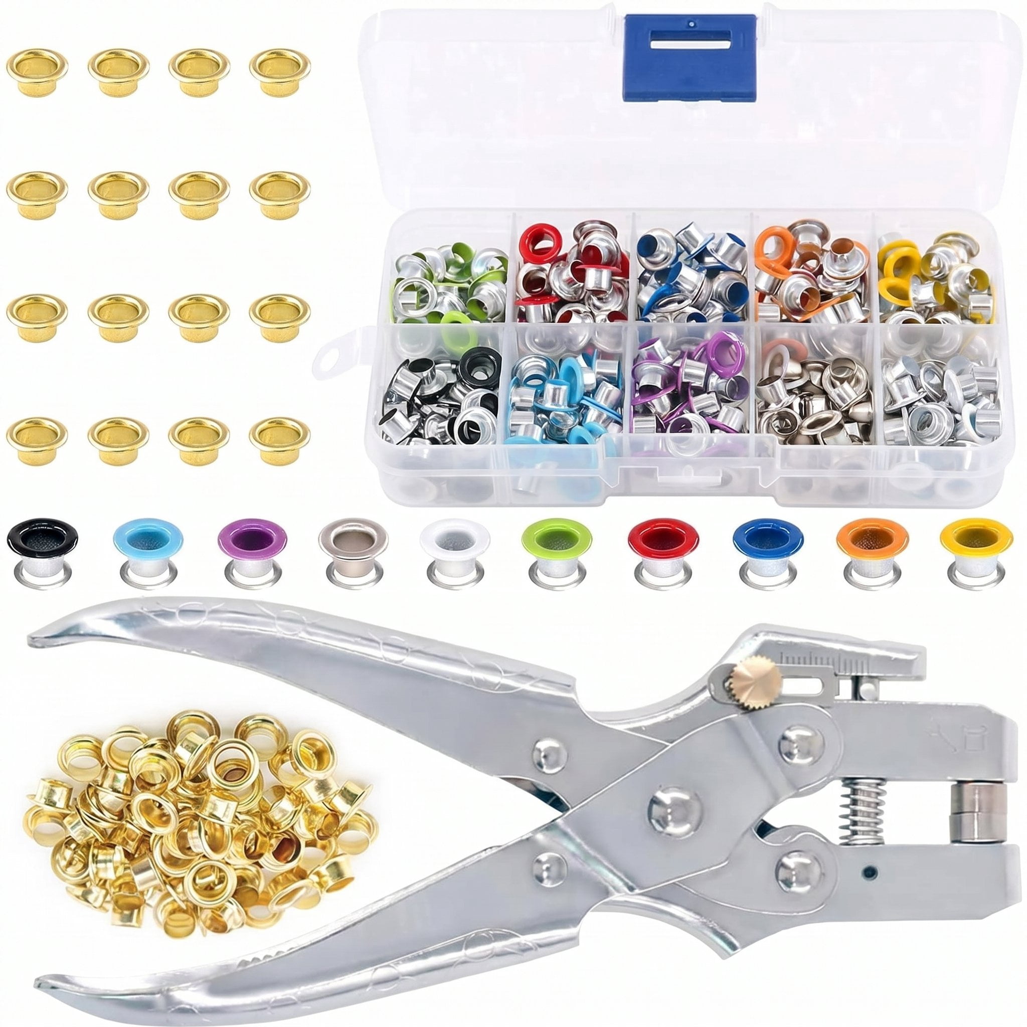 400-Piece 3/16 in Eyelet Grommet Pliers Kit with Multicolor Metal ...