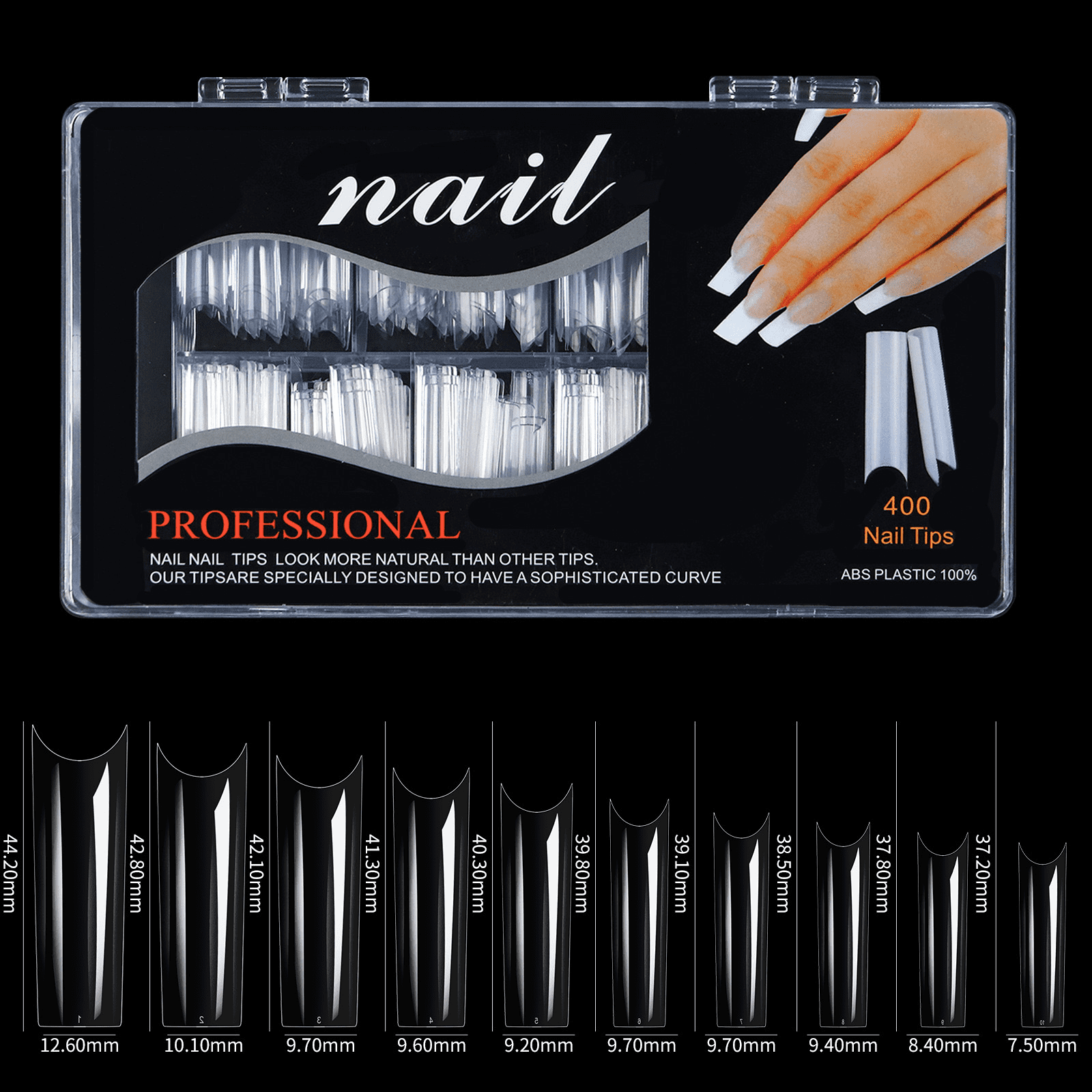 400-Piece Box of Semi-Cover Nail Tips - Essential DIY Manicure Item ...