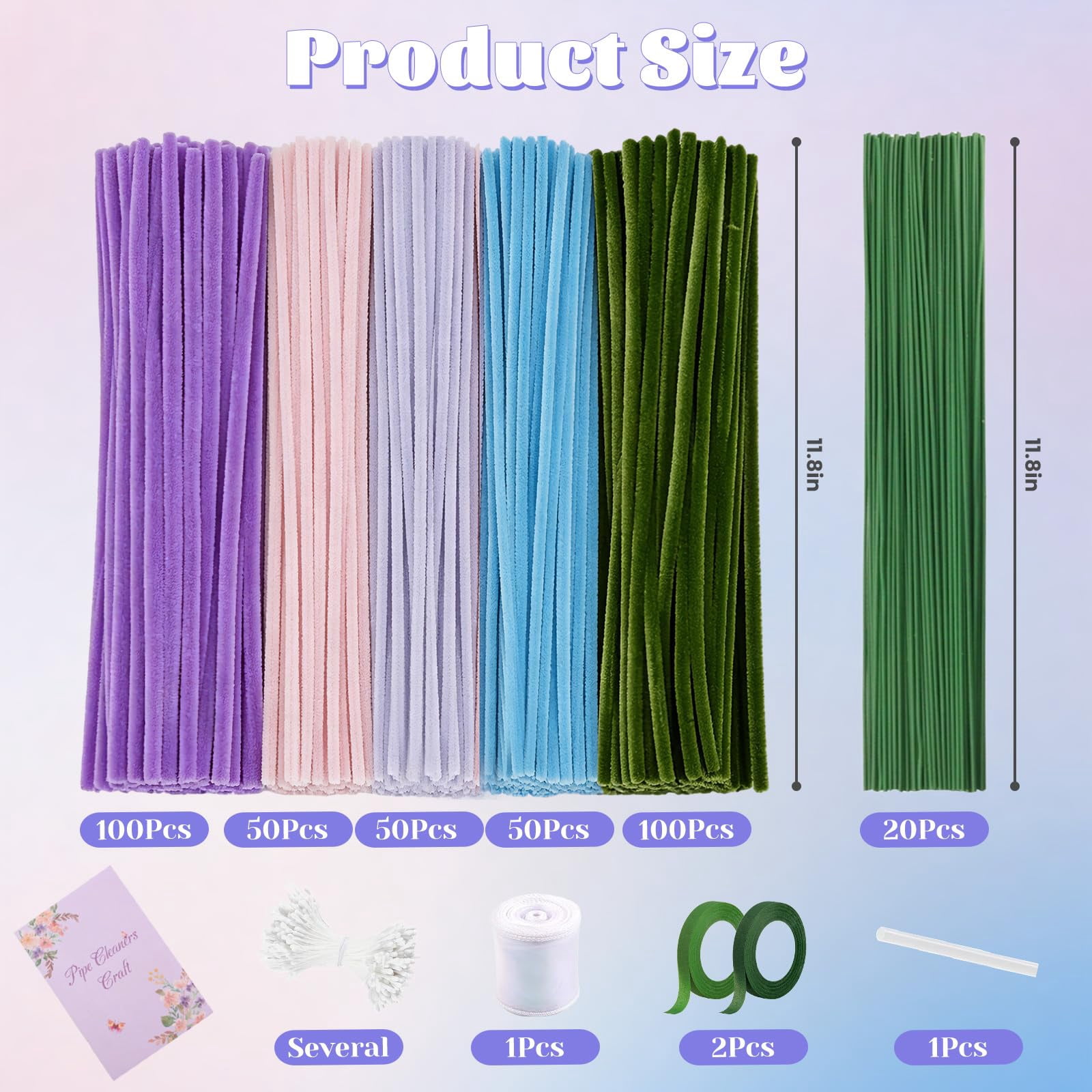 400 Piece Lavender Dream Art & Craft DIY Flower Kit with Pipe Cleaners ...