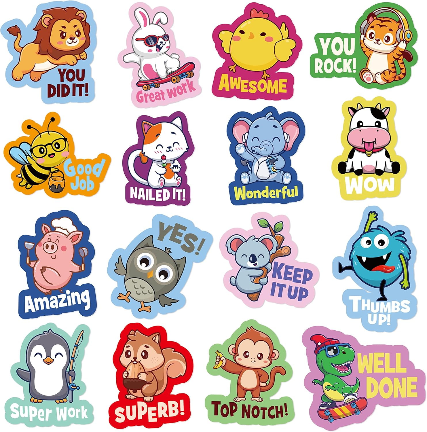 400 Pieces Animal Stickers Teacher Reward Stickers Motivational ...
