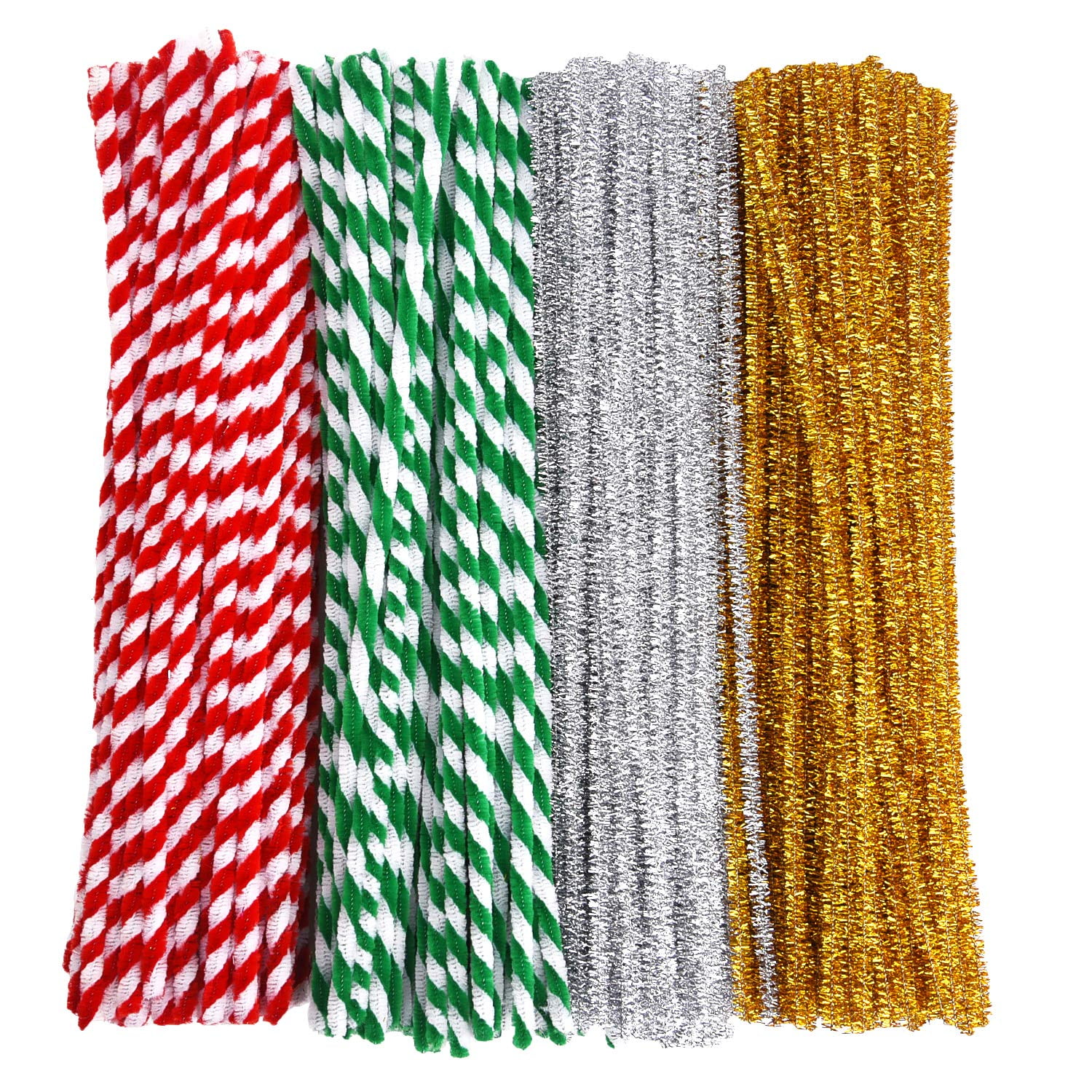 400 Pieces Christmas Pipe Cleaners Chenille Stem, Red Green Glitter DIY ...