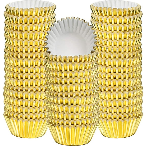 400 Pieces Mini Foil Metallic Cupcake Liners Muffin Paper Cases Baking ...