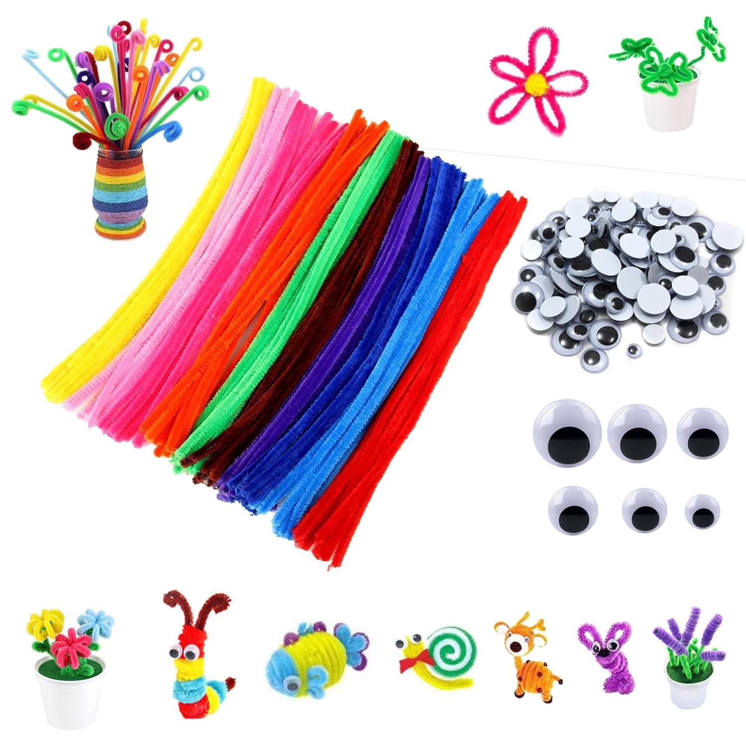 400 Pieces Pipe Cleaners Craft Set Multi Colour Pipe Cleaners Pipe ...