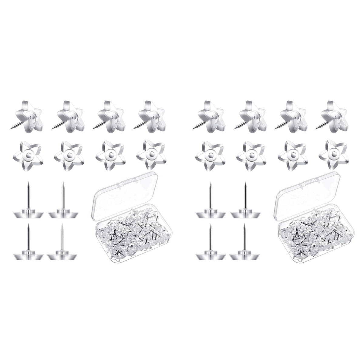 400 Pieces Star Shaped Push Pins Plastic Clear Thumb Tacks with Box for ...