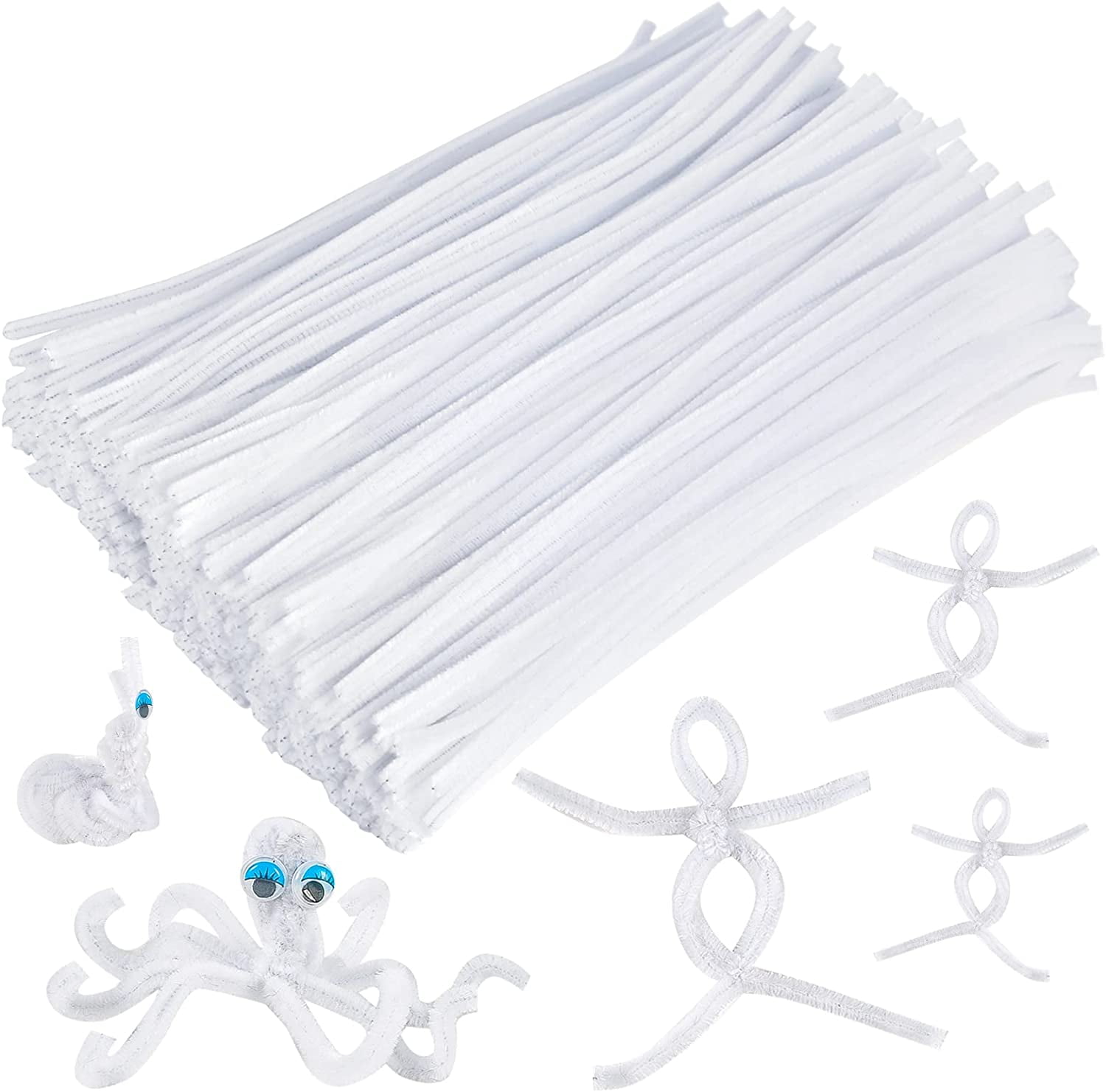 400 Pieces White Pipe Cleaners Chenille Stems for DIY Art Craft Party ...