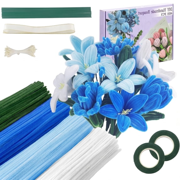 400 Pipe Cleaners Craft Kit, Chenille Stems for DIY Flower Making ...