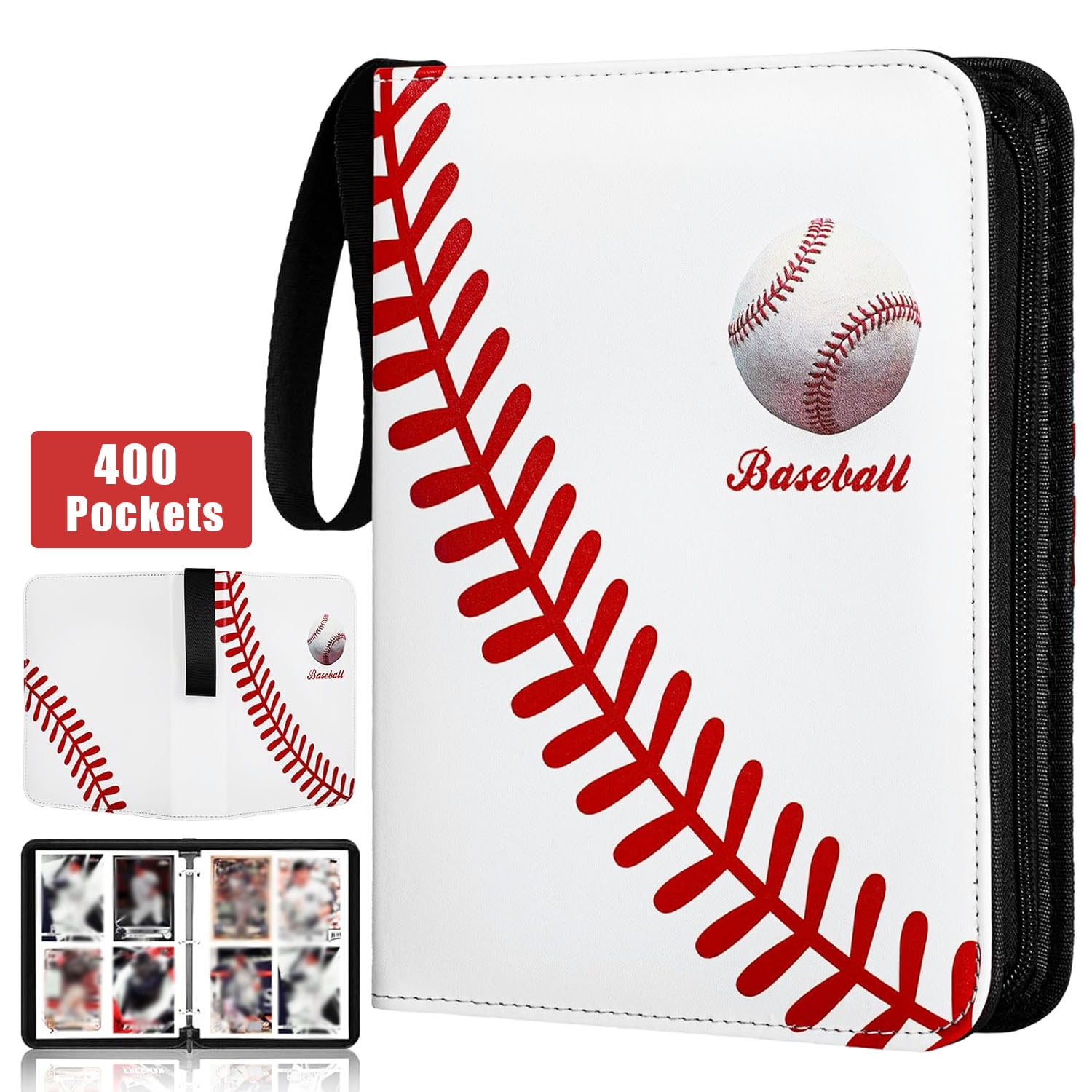 400 Pockets Baseball Card Holder, Trading Card Sports Binder, Sports ...