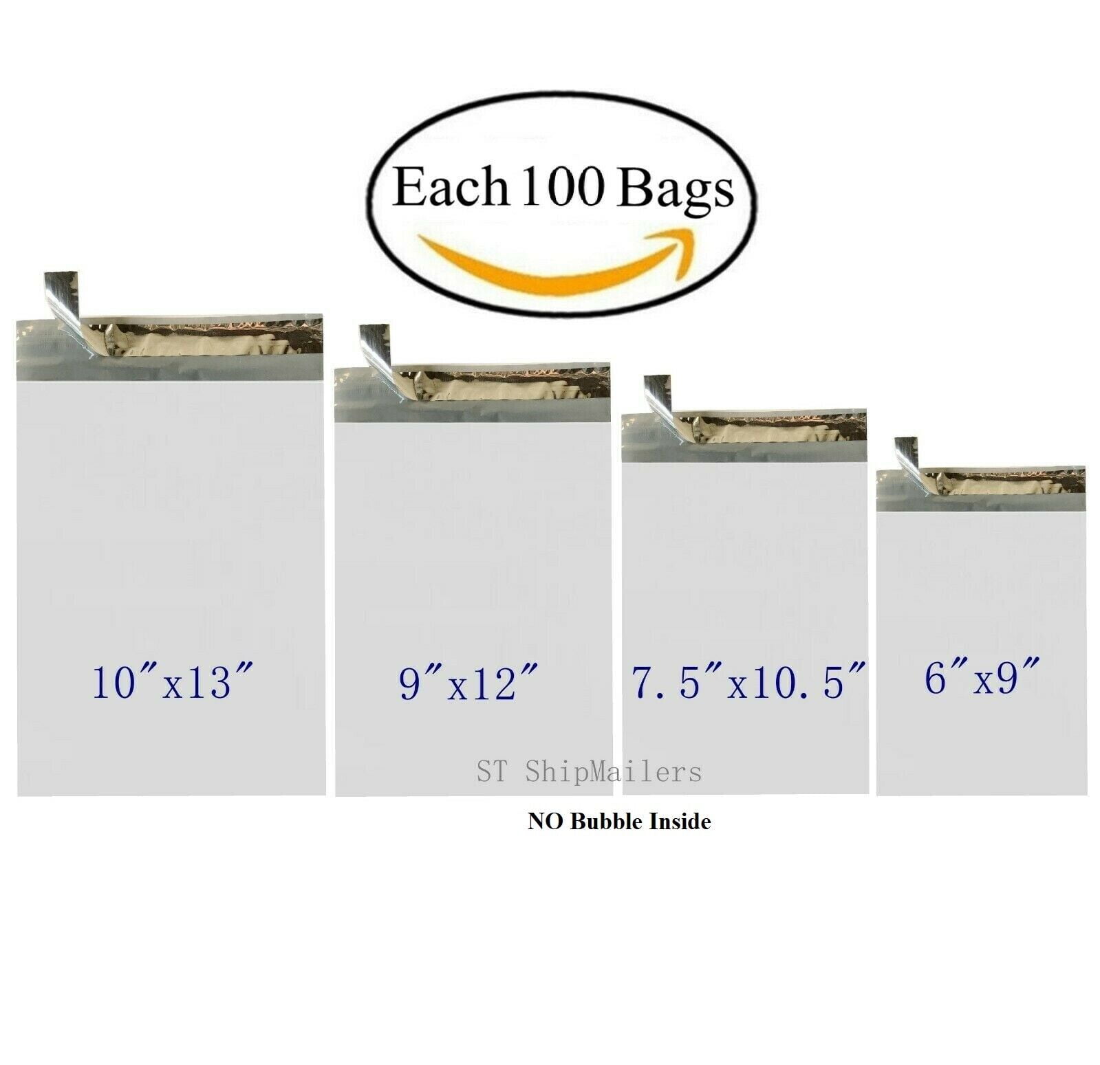 400 Poly Mailers Shipping Bags Each 100 6x9 7.5x10.5 9x12 10x13-PM mix ...