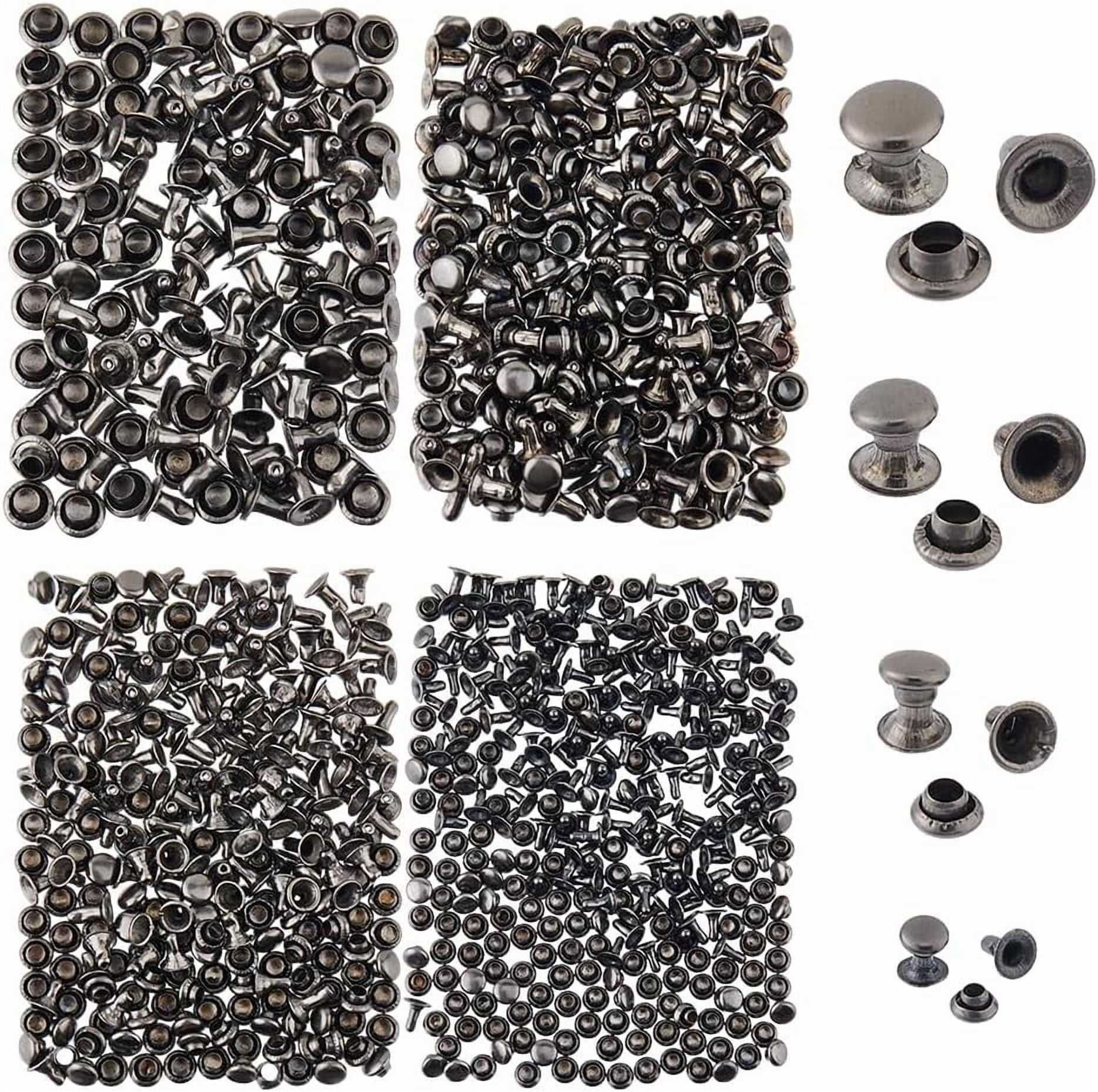 400 Sets 4 Sizes 3/4/5/6mm Iron Rivets Double Cap Rivets Gunmetal Semi ...