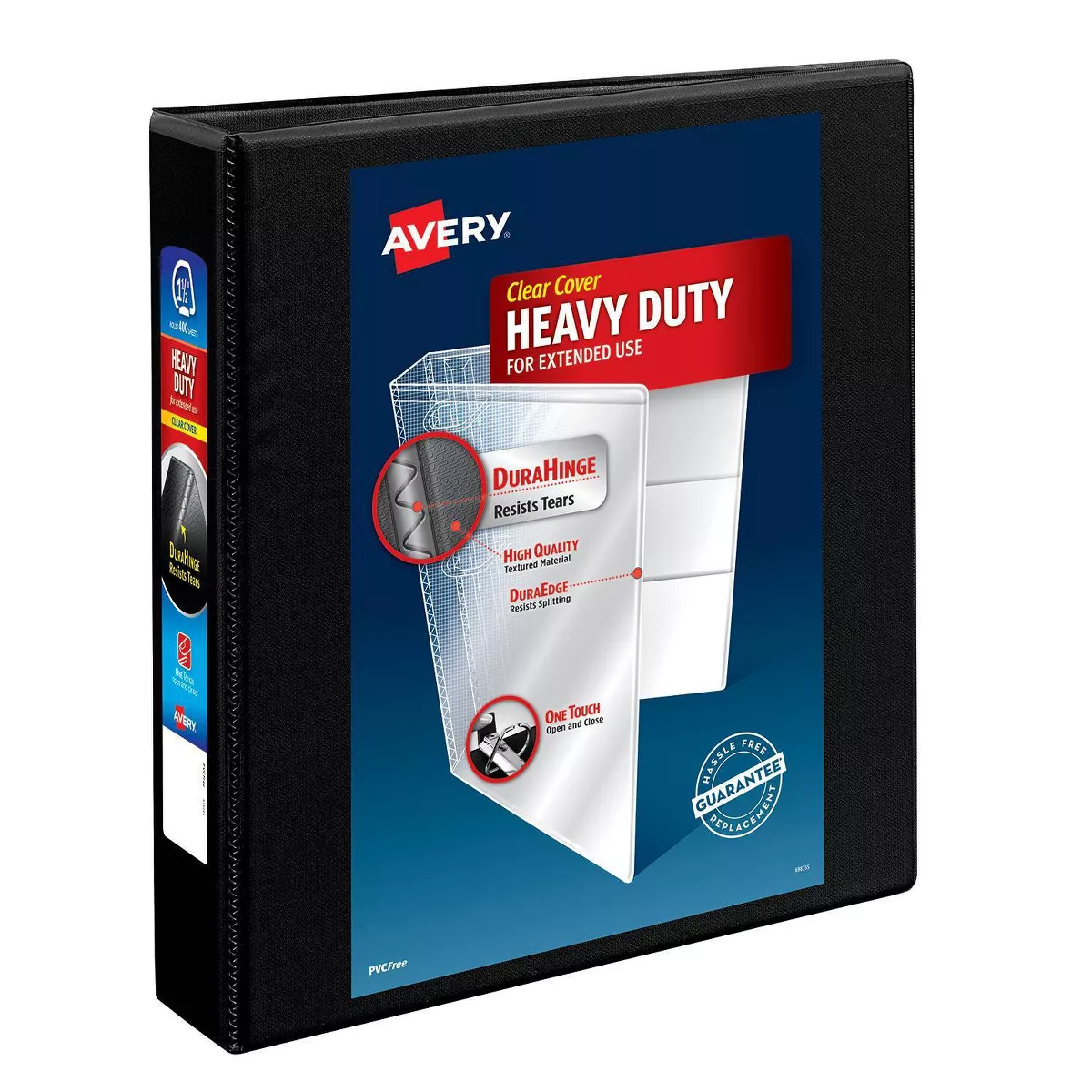 400 Sheet 1.5" Heavy Duty Nonstick View Ring Binder Black - Walmart.com