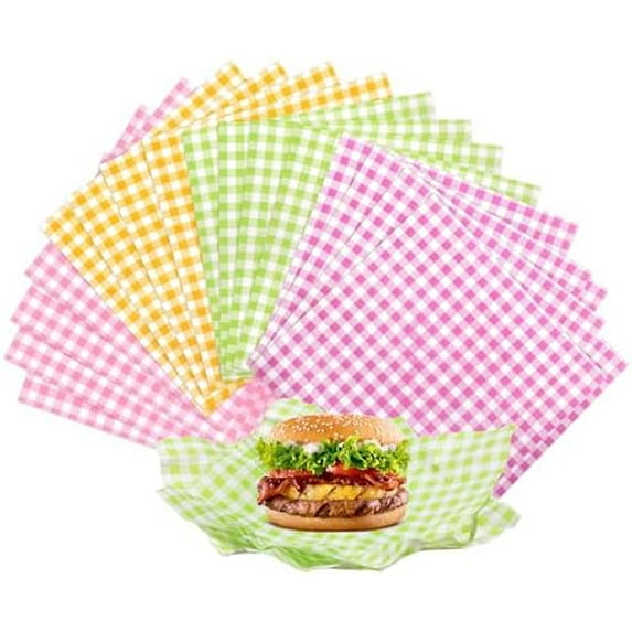 400 Sheets Checkered Wax Paper - Greaseproof Sandwich Wraps, Deli Paper ...
