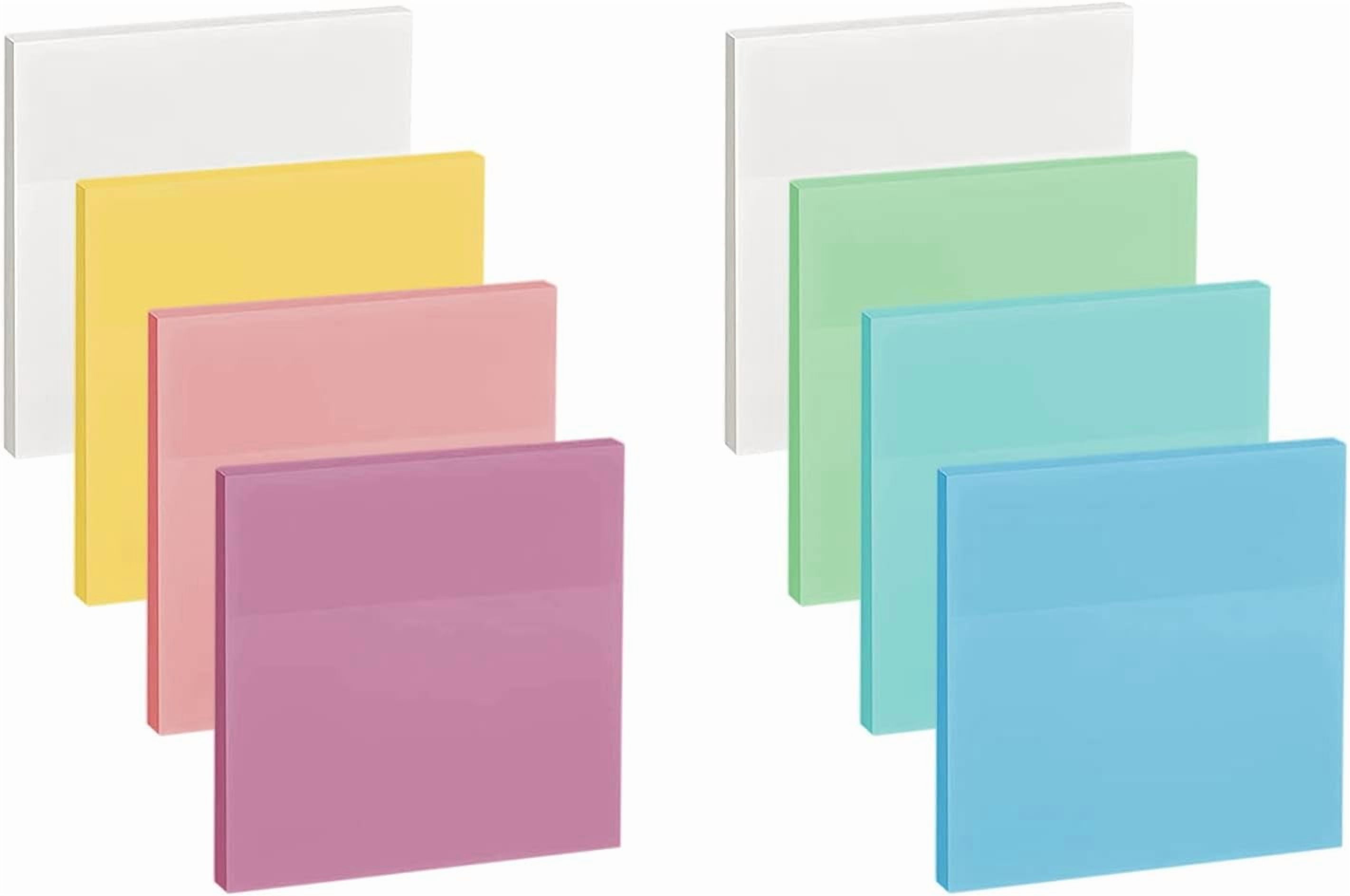 400 Sheets Colored Transparent Sticky Notes - 3 x 3 in Translucent ...