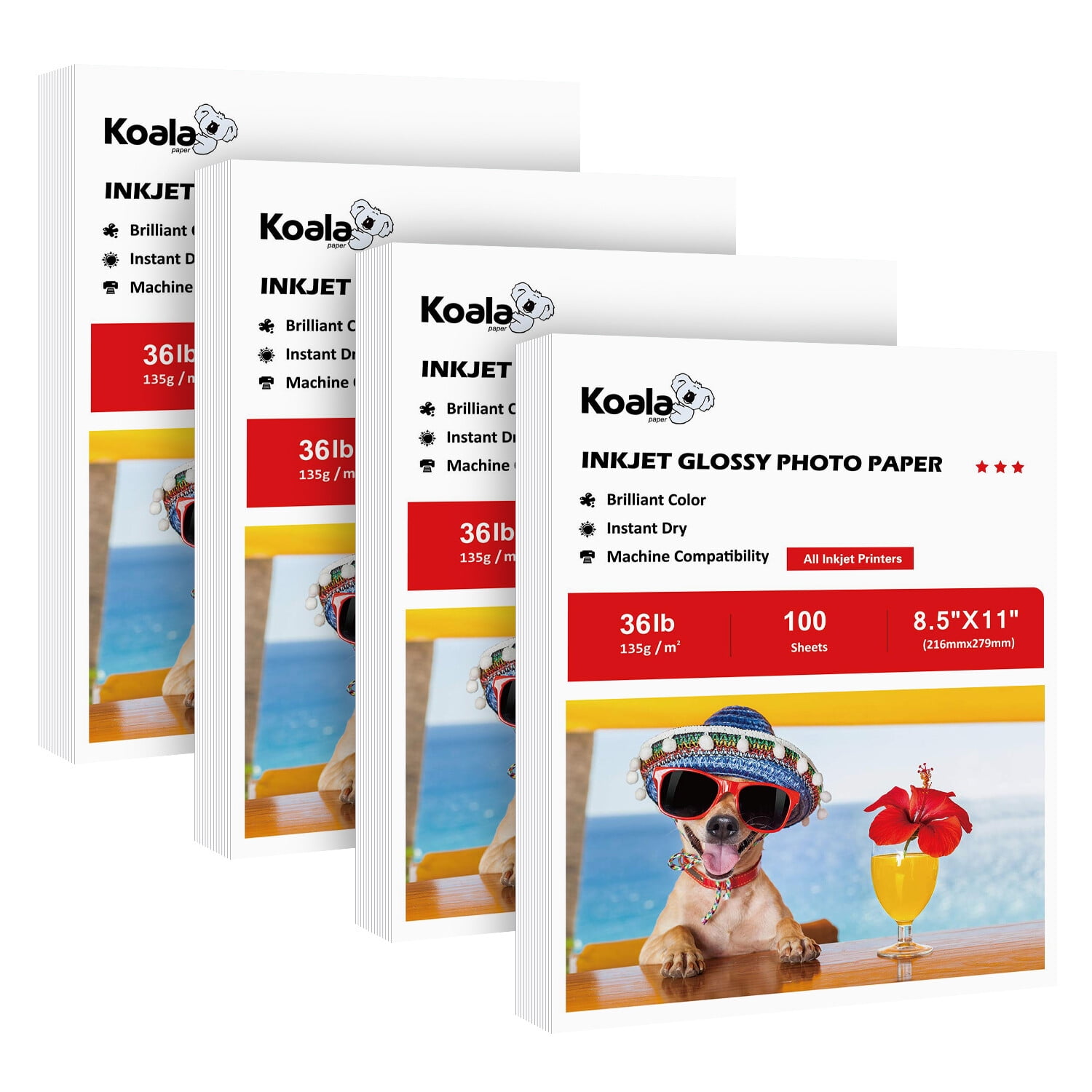 400 Sheets Koala Inkjet Printer Photo Paper 8.5x11 Glossy 36 lb DIY Bag ...