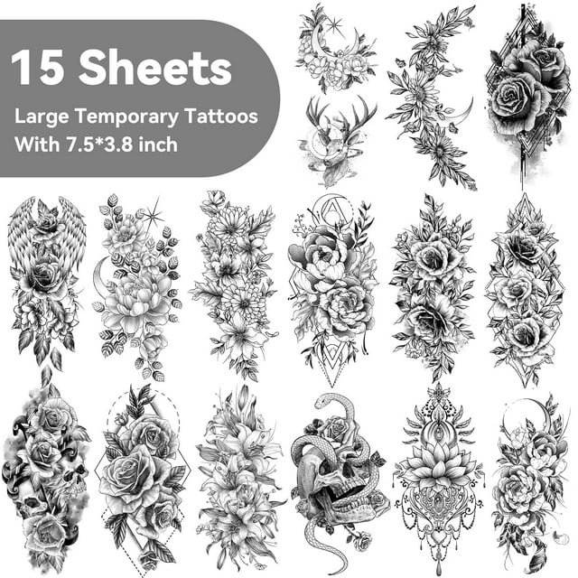 400 Stylish Styles Realistic Temporary Tattoos For Women Long Lasting