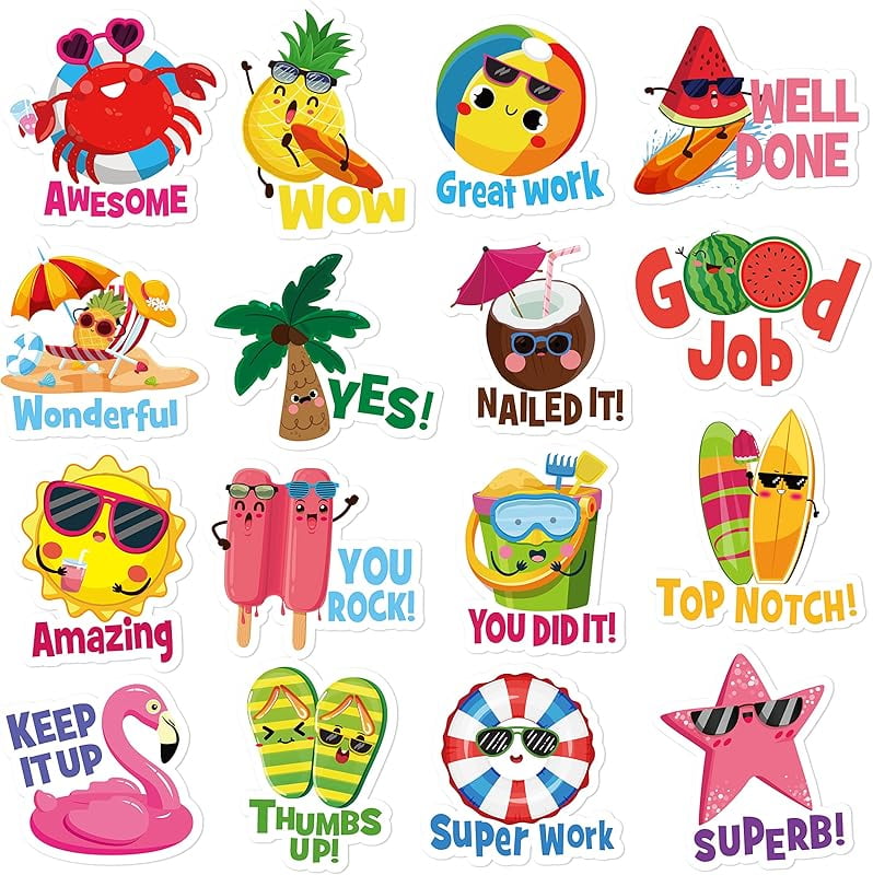 400 Summer Back to School Stickers - Teacher Reward Motivational Good Job Labels - Beach Cute ...