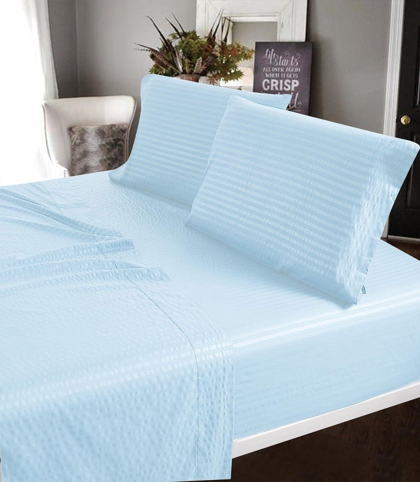 400 TC Dobby Stripe Sheet Set - 4pc, Double Brushed, Soft, Wrinkle-Free ...