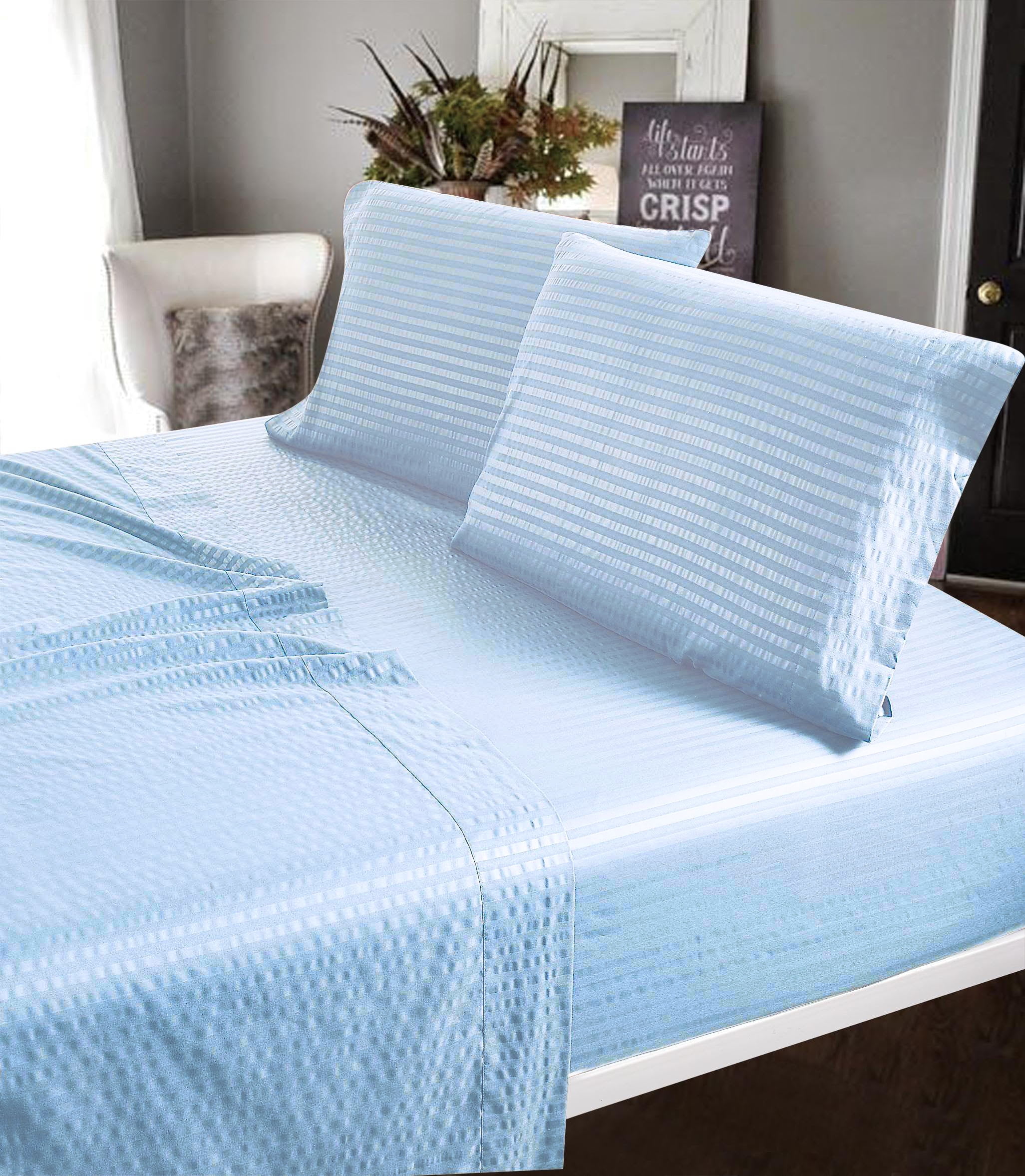 400 Thread Count 100% Cotton Dobby Stripe Bed Sheets - Soft, Breathable ...