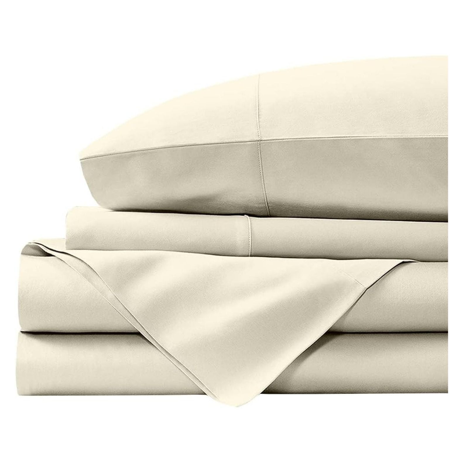 400 Thread Count 100% Cotton Sheets, Ivory Solid Full XL Size Sheet Set ...